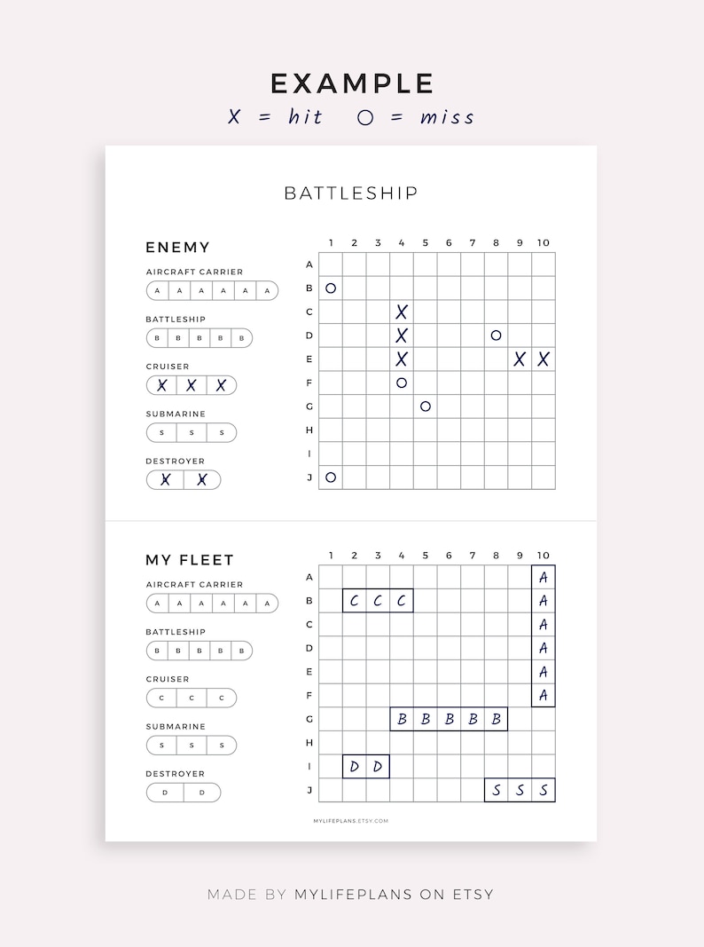 Printable Battleship Game - Easy to Print and Play With Friends, School ...