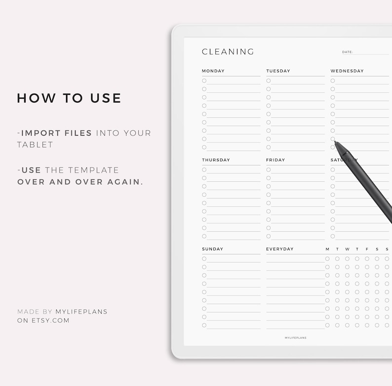 Weekly Cleaning Schedule for Supernote A5X2/A5X/A5/A6X2/A6X/A6, Instant ...