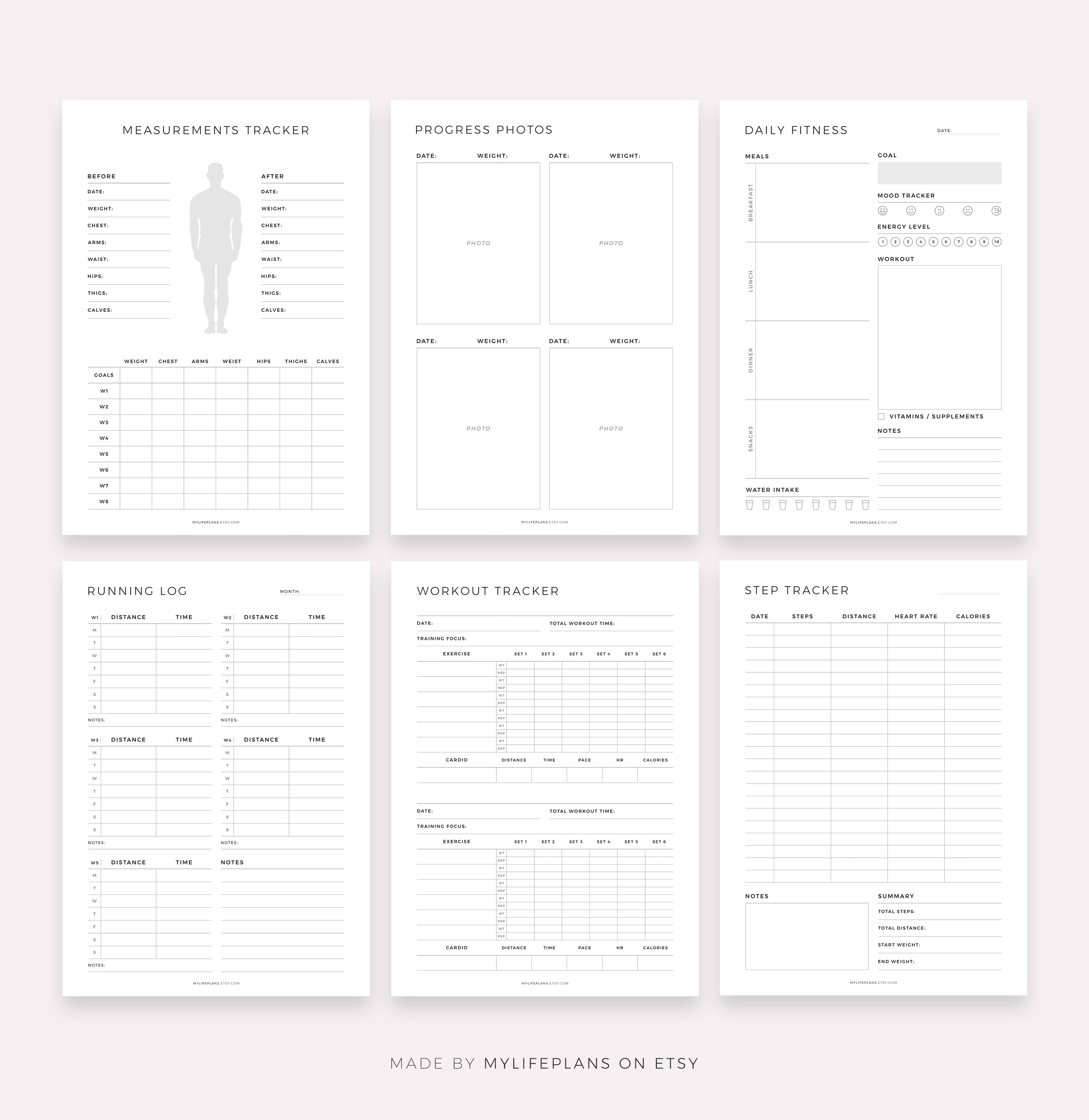 Fitness Diet & Health Planner Inserts Bundle - Etsy