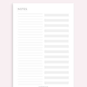 2 Column Notes Page Printable, Notes Template, Writing Paper, Notes ...