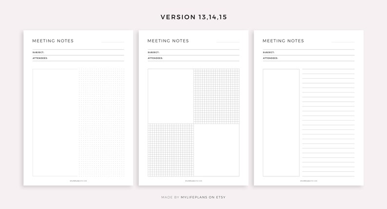 Simple Meeting Notes Printable Templates, Meeting Minutes, Work Notes ...
