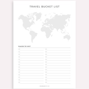 Travel Bucket List Printable, Wanderlust List, Travel to Do List, Dream ...
