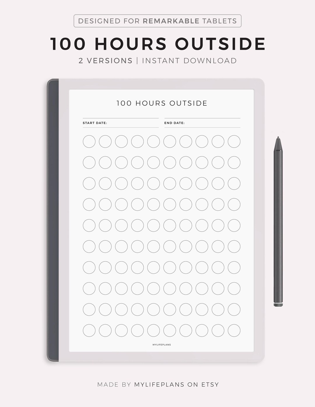 100 Hours Outside Tracker for Remarkable 2, Track Your Time Outdoors ...