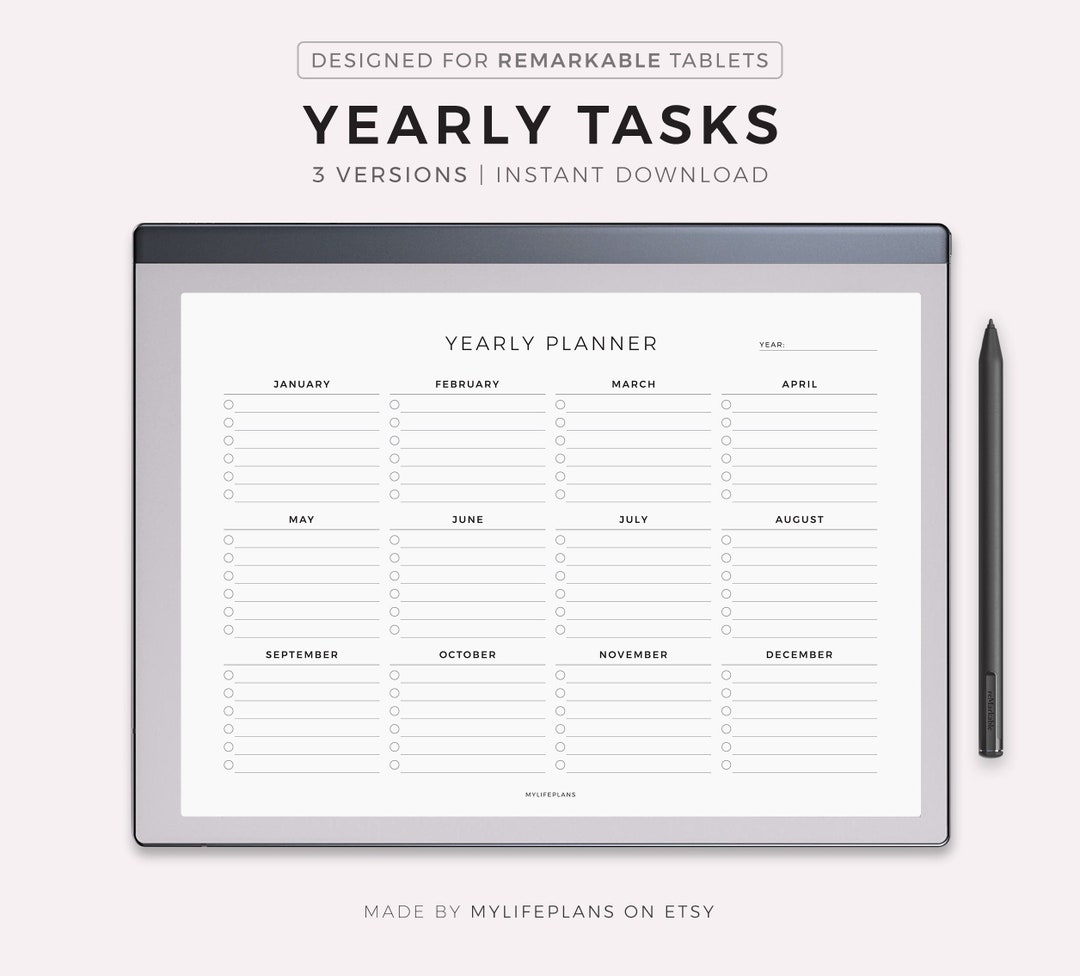 Yearly Tasks Remarkable 2 Template Landscape, Yearly to Do List ...