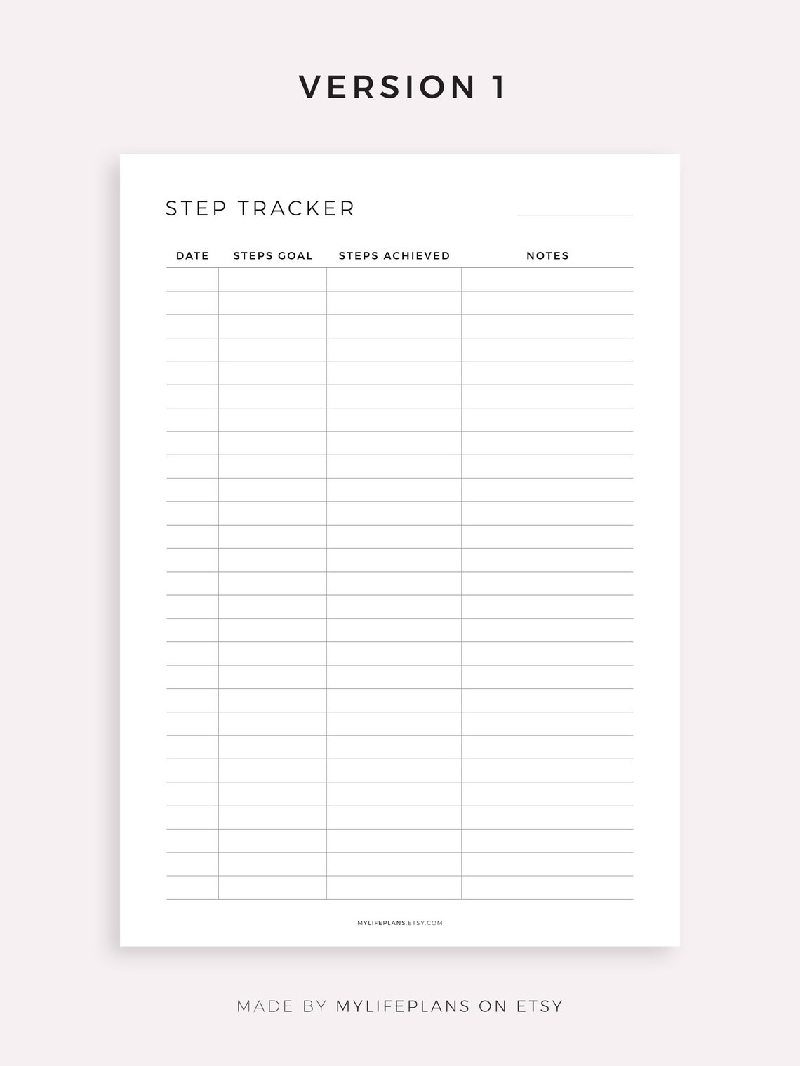 Simple Step Tracker Printable, Step Log, Walking Journal, Exercise Log ...