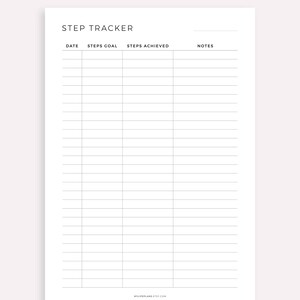 Simple Step Tracker Printable, Step Log, Walking Journal, Exercise Log ...