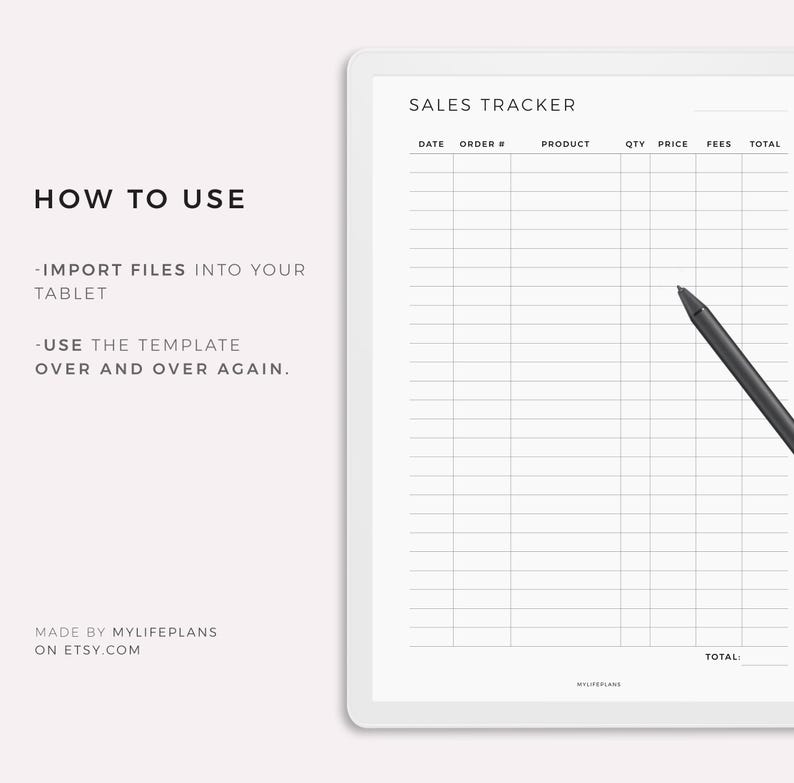 Sales Tracker for Supernote A5X2/A5X/A5/A6X2/A6X/A6, Instant Download ...
