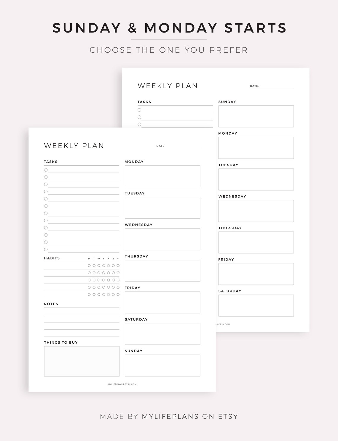 Printable Week Planner PDF, Weekly to Do List, Weekly Habit Tracker ...