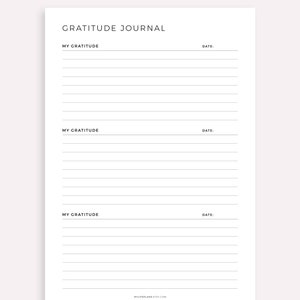 Simple Gratitude Journal Printable Template, Gratitude Notebook ...