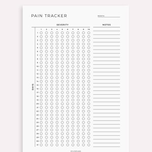 Monthly Pain Tracker for Remarkable Paper Pro, Track Daily Pain ...