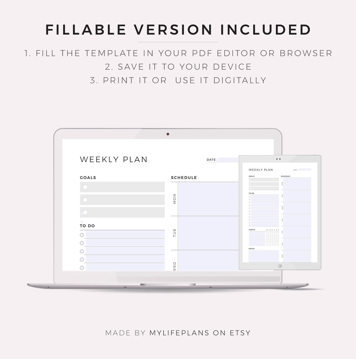Weekly Planner Printable Weekly Goal Planner Weekly to Do | Etsy Australia