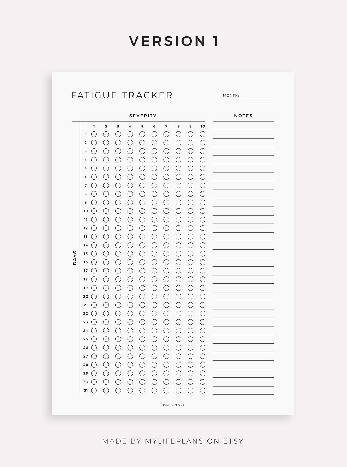 Monthly Fatigue Tracker for Remarkable Paper Pro, Instant Download - Etsy