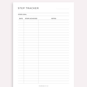 Simple Step Tracker Printable, Step Log, Walking Journal, Exercise Log ...