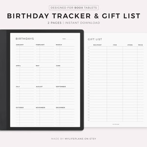Birthday Tracker & Gift List Template, Birthday Planner, Birthday and ...