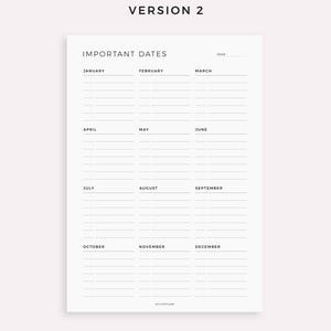 Yearly Important Dates - Birthdays, Anniversaries, Travels, Parties ...