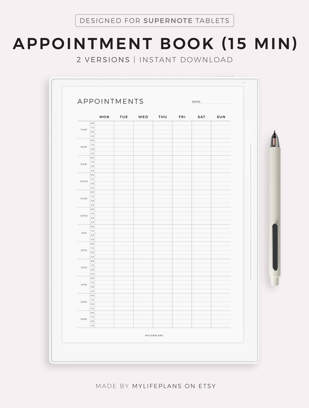 Appointment Book 15 Minute Intervals Appointment Reminder Meeting