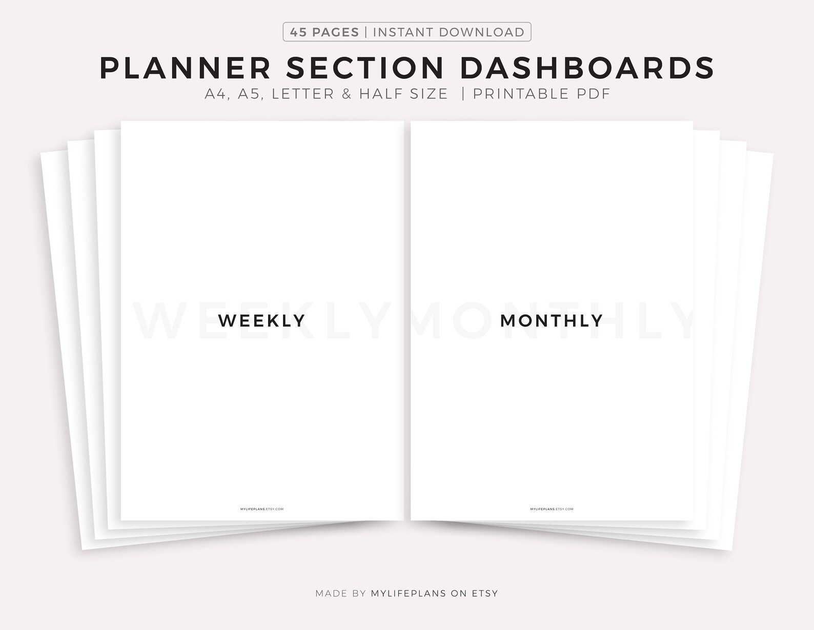 Planner Section Dashboards Printable Minimalist Divider - Etsy