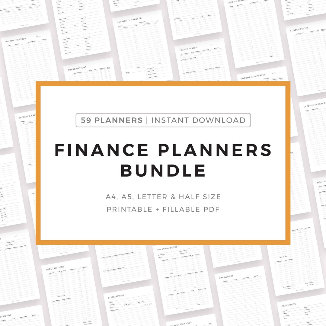 Finance Planners Inserts Bundle Printable, A4/a5/letter/half Letter ...