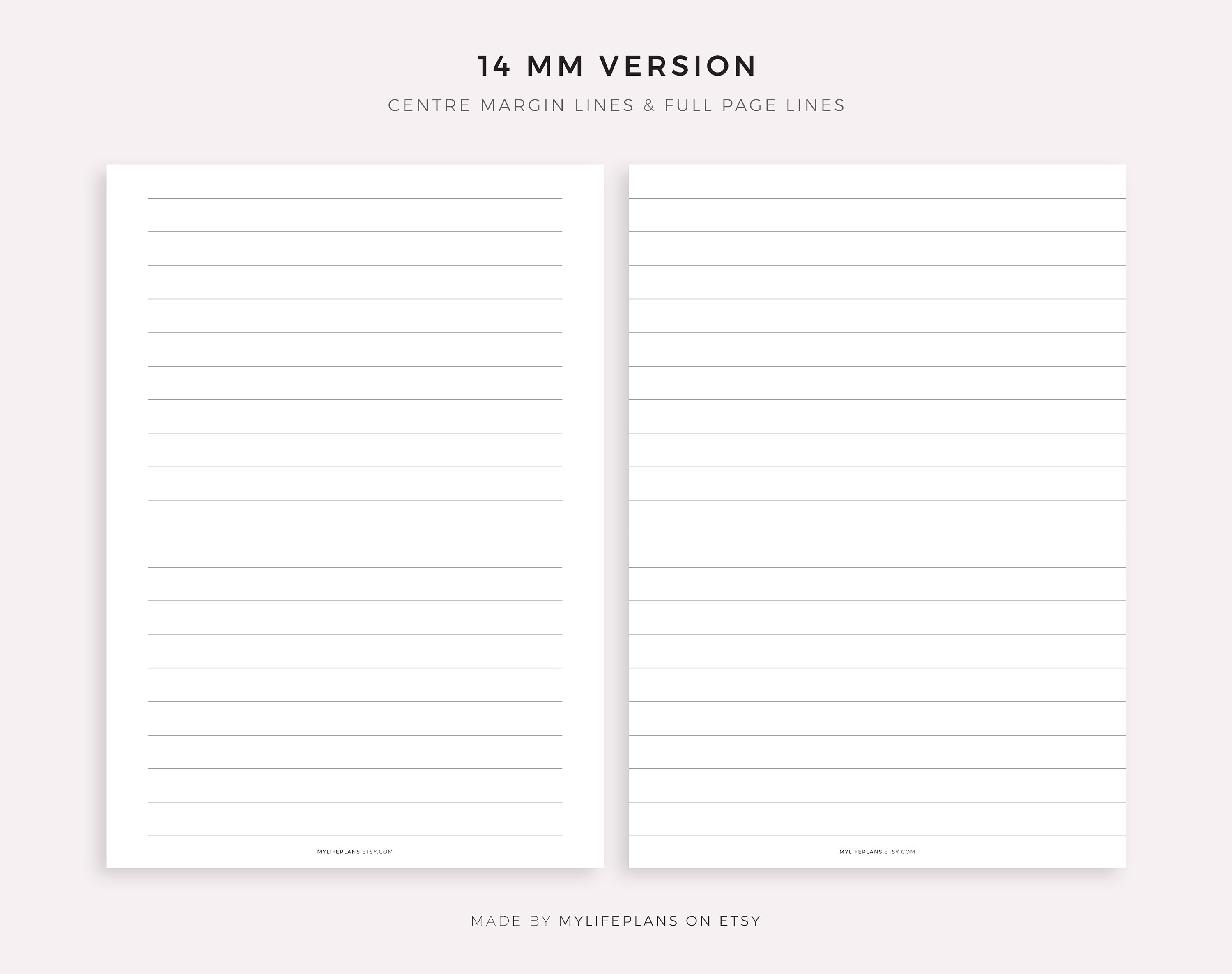 Lined Paper Different Spacing - 6mm, 8mm, 10mm, 12mm, 14mm, Printable ...
