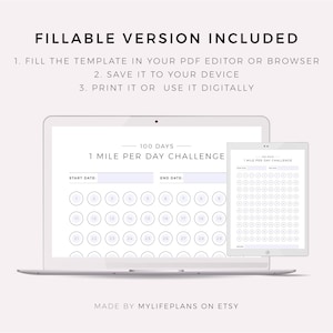 100 Day Running or Walking Challenge Printable, Daily Workout Challenge ...
