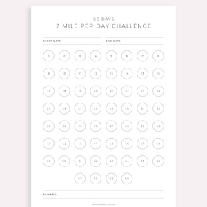 60 Day Running or Walking Challenge Printable, Daily Workout Challenge ...