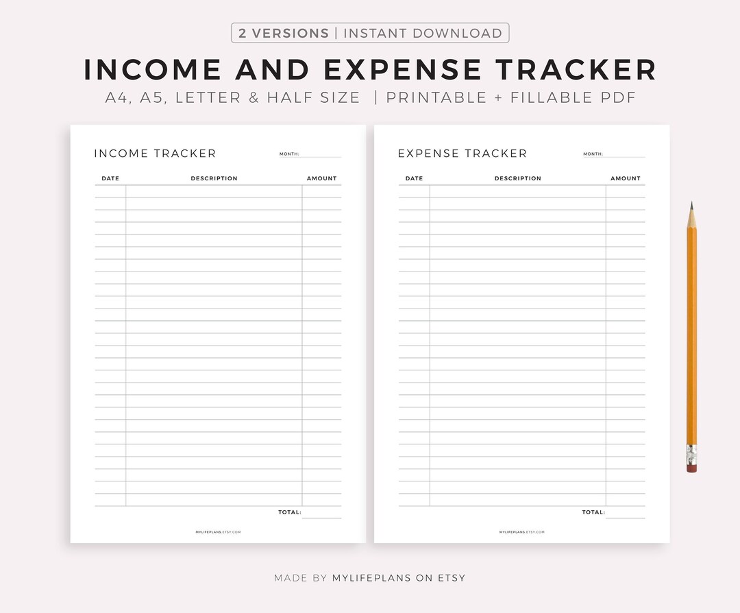 Income Tracker, Expense Tracker, Money Tracker Template, Monthly ...