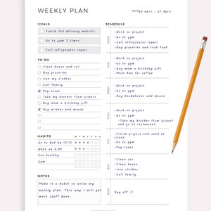 Weekly Planner Printable, Weekly Goal Planner, Weekly to Do List ...
