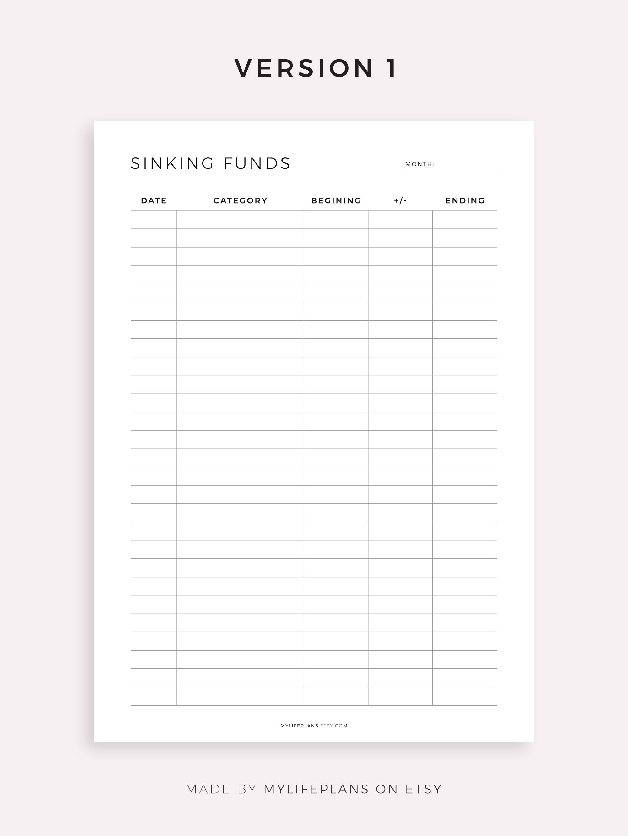 Simple Sinking Funds Tracker Printable, Savings Tracker, Savings ...