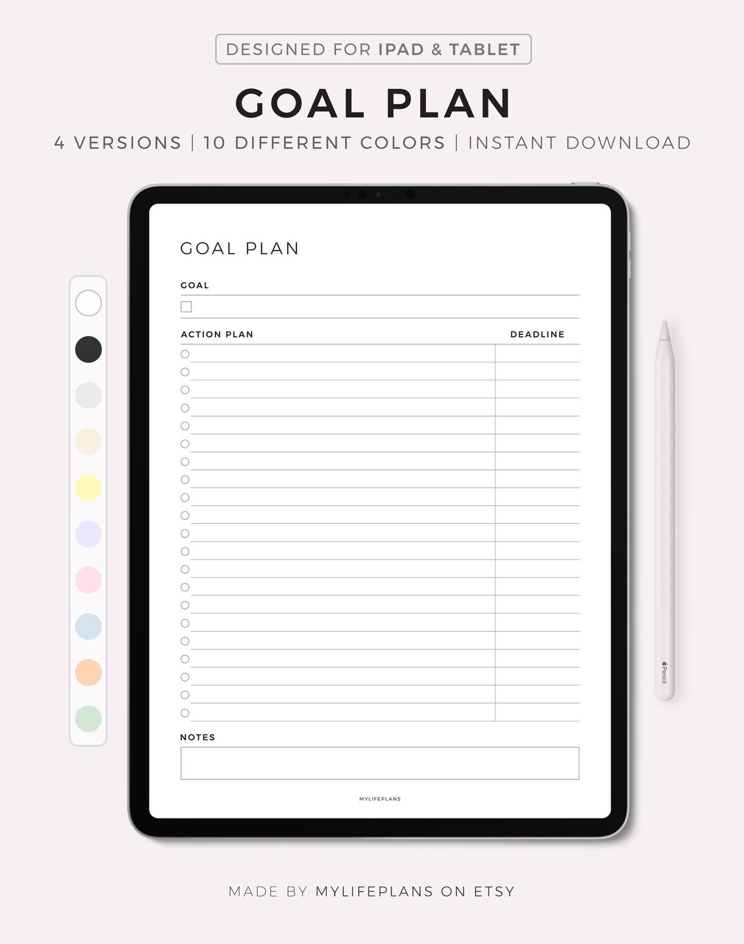 Goal Planner, Goal Setting, Goal Progress, Digital Planner for Ipad ...