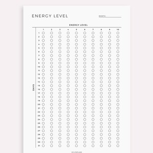 Daily Energy Level Tracker for Remarkable Paper Pro, Track Monthly ...