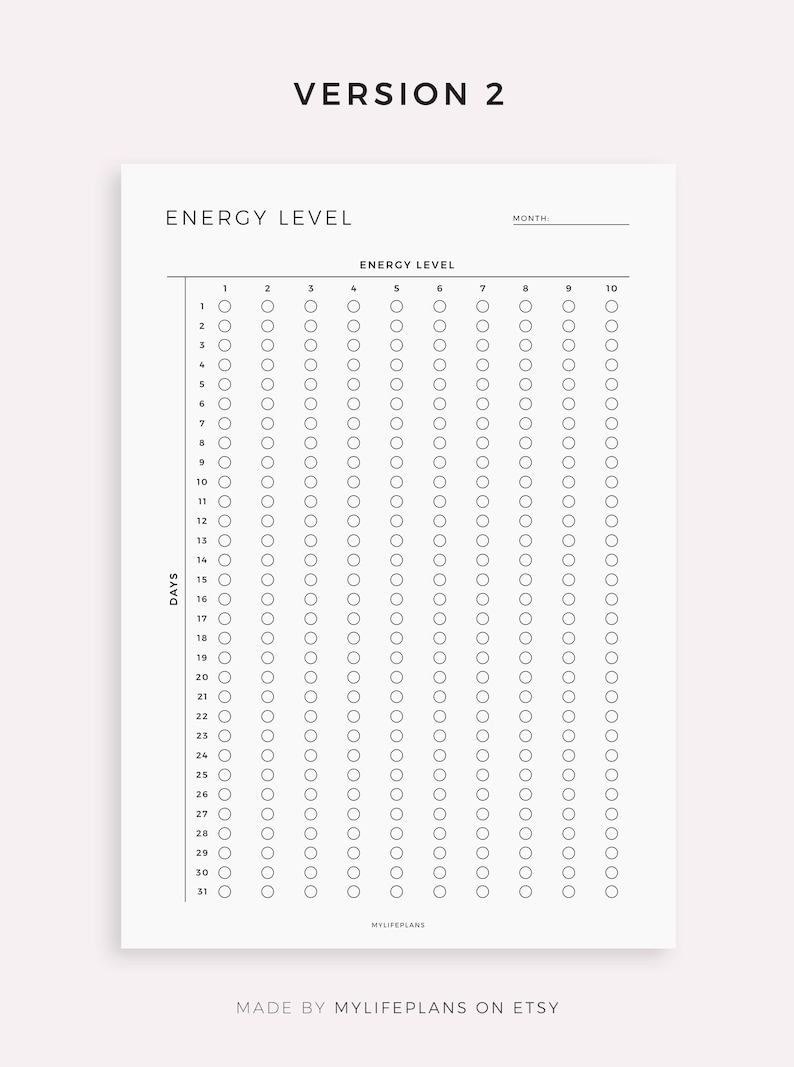 Daily Energy Level Tracker for Remarkable Paper Pro, Track Monthly ...