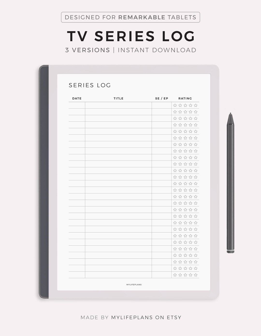 TV Series Log Template for Remarkable 2, Series to Watch, Series I've ...