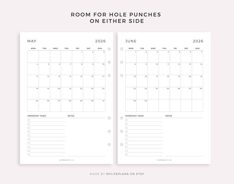 2026 Monthly Planner on One Page, Monthly Organizer, Monthly Agenda ...