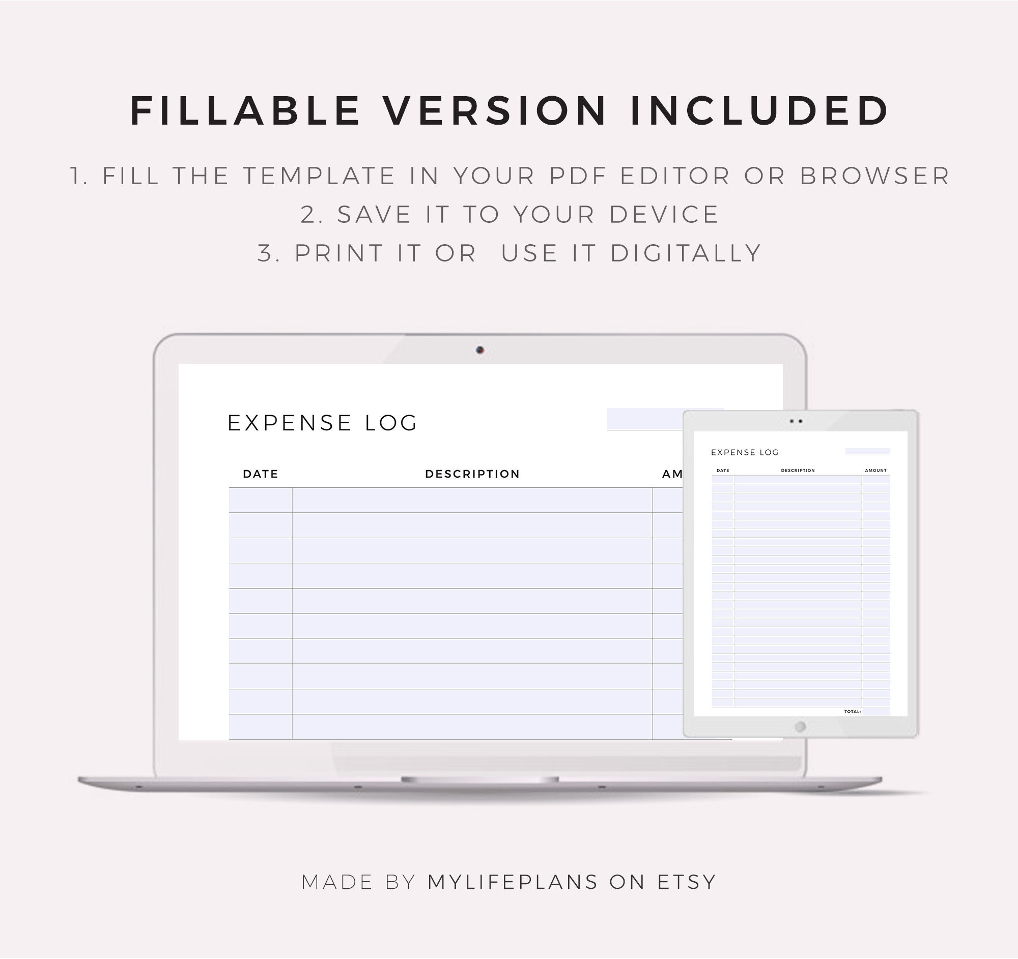 Expense Log Spending Tracker Expense Tracker Budget - Etsy