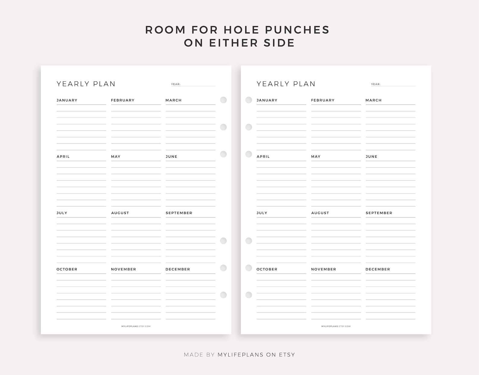 Yearly Overview Printable Yearly Planner on One Page Year at | Etsy