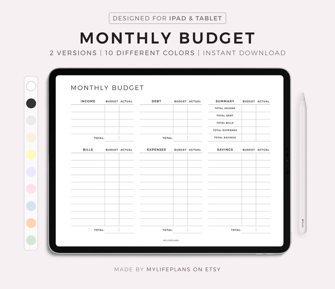 Digital Monthly Budget Planner Landscape, Budget Tracker Template ...