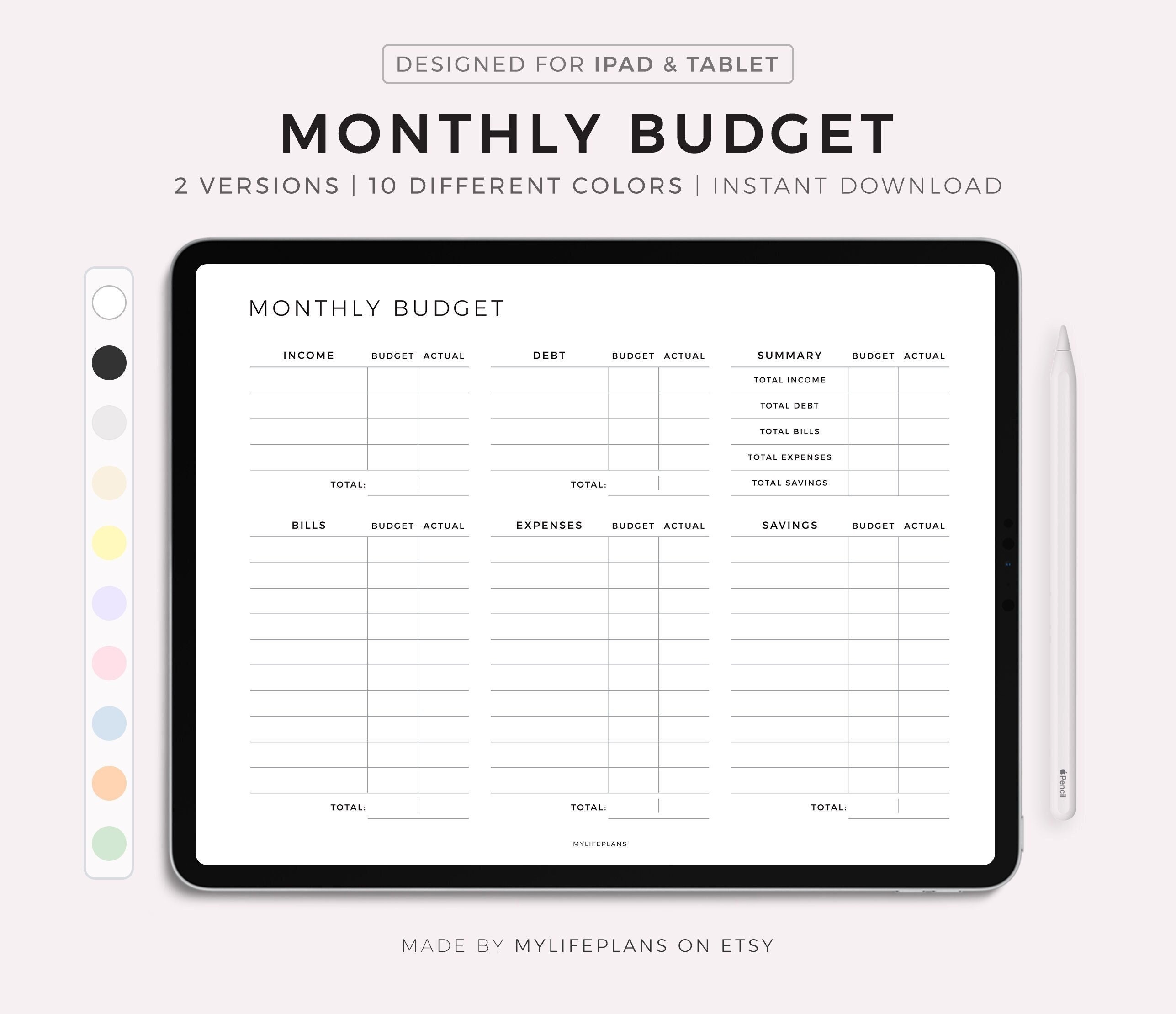 Digital Monthly Budget Planner Landscape, Budget Tracker Template ...