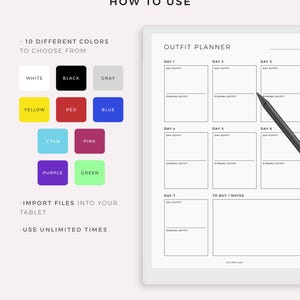 Travel Outfit Planner for Remarkable Paper Pro, Daily Outfit Planner ...