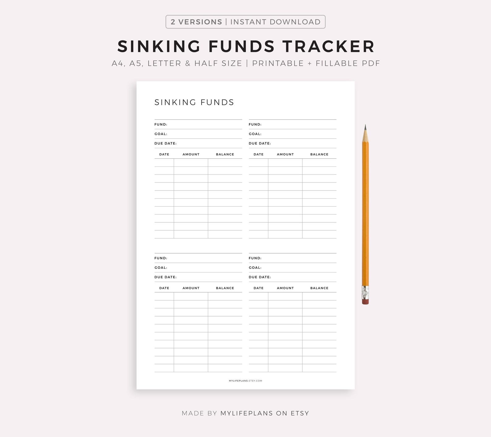Sinking Funds Tracker Printable, Savings Challenge, Savings Tracker ...