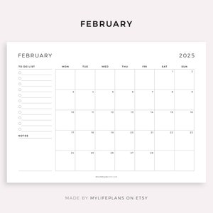 2025 Dated Monthly to Do List Planner Printable & Fillable, Landscape ...