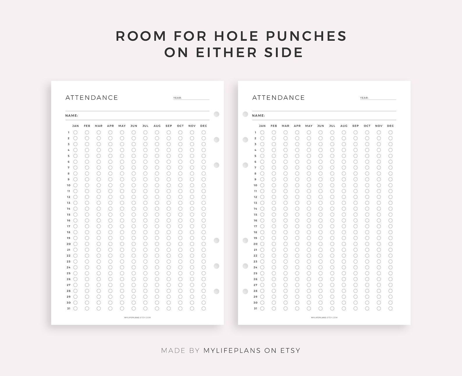 Yearly Employee Attendance Log Printable Working Days Days - Etsy