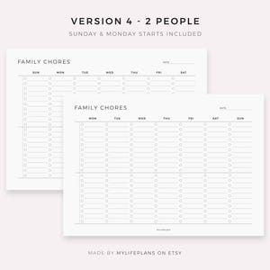 Family Chore Chart for Supernote A5X2/A5X/A5/A6X2/A6X, Landscape ...