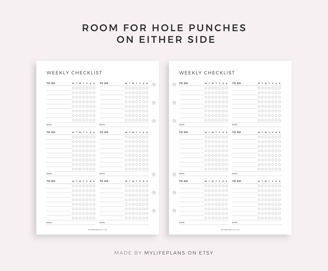 Printable Weekly Checklist Fillable, Weekly Task List, to Do List ...