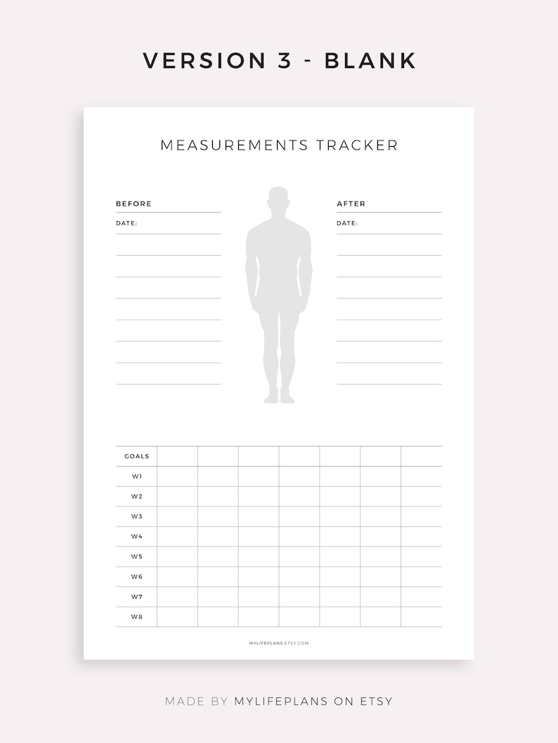 Body Measurements Tracker, 8 Week Body Transformation, Workout Progress ...