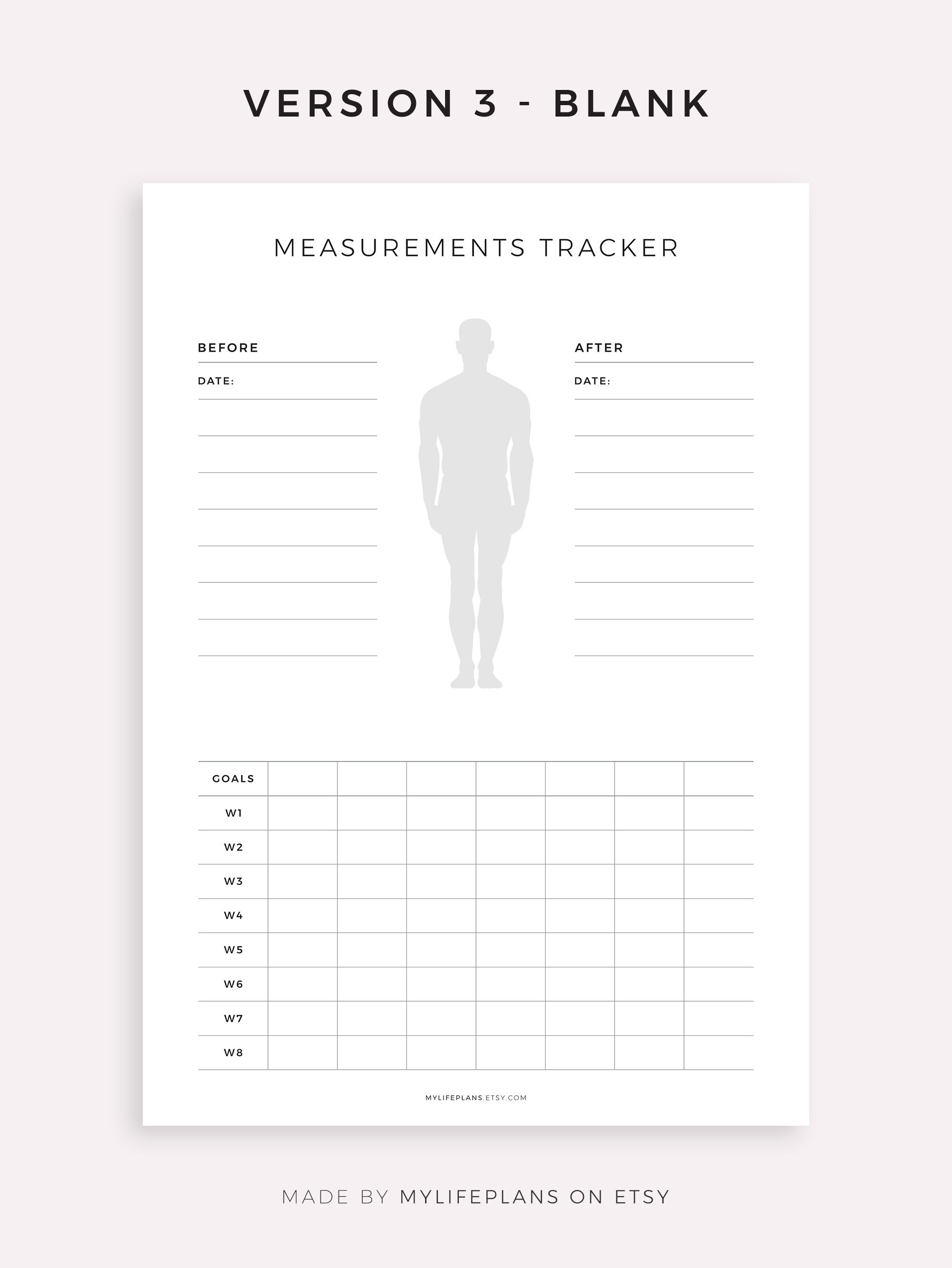 Body Measurements Tracker, 8 Week Body Transformation, Workout Progress ...