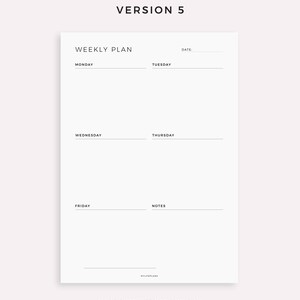 Five Day Weekly Planner for Supernote A5X2/A5X/A5/A6X2/A6X/A6, Weekly ...