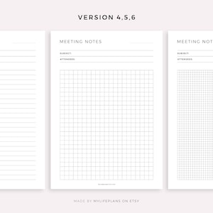 Simple Meeting Notes Printable Templates, Meeting Minutes, Work Notes ...