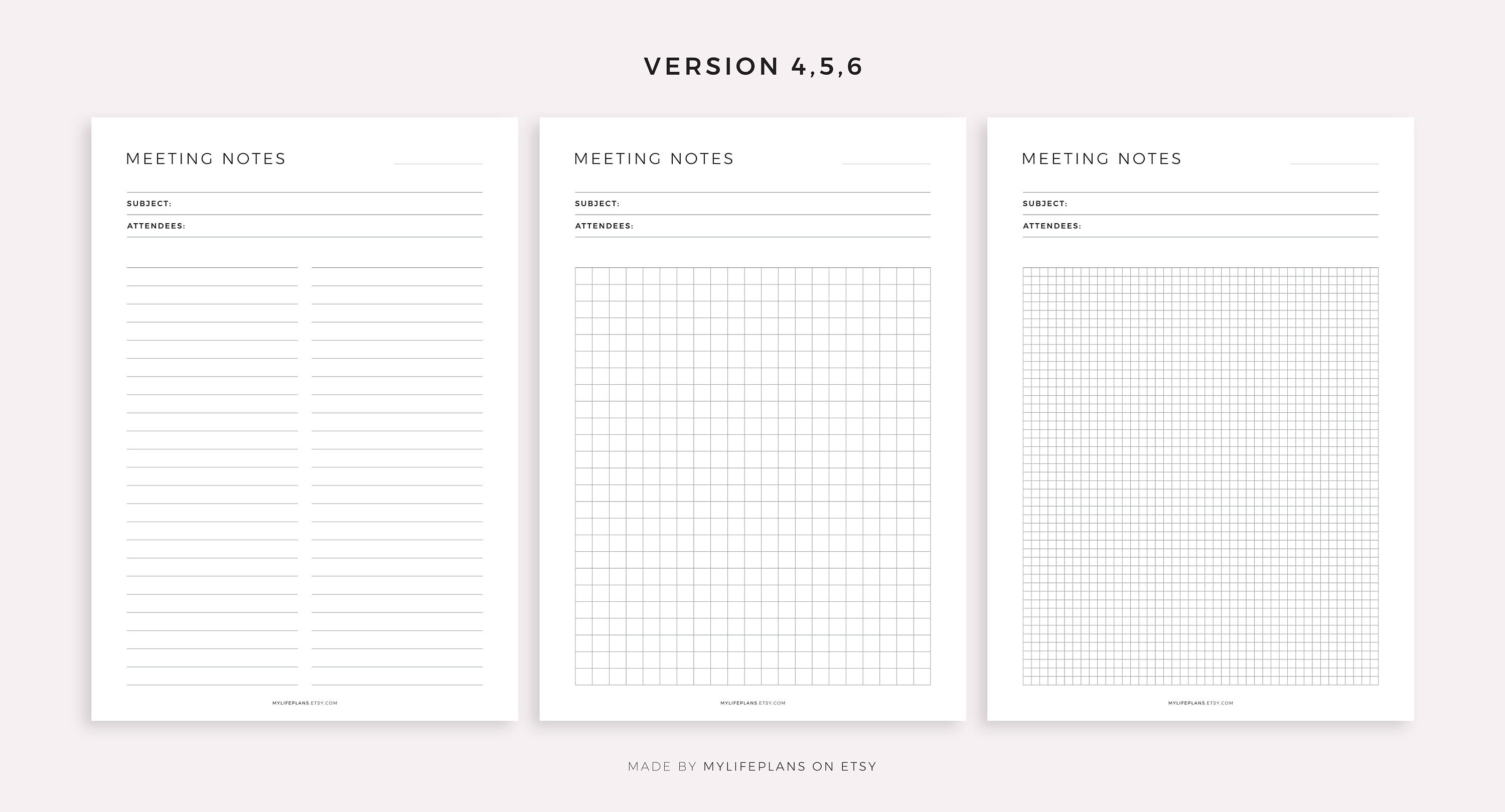 Simple Meeting Notes Printable Templates Meeting Minutes - Etsy