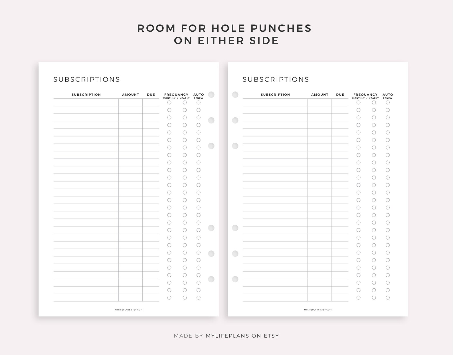 Subscription Tracker Printable Membership Checklist Expense - Etsy