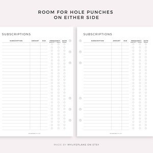 Subscription Tracker Printable Membership Checklist Expense - Etsy